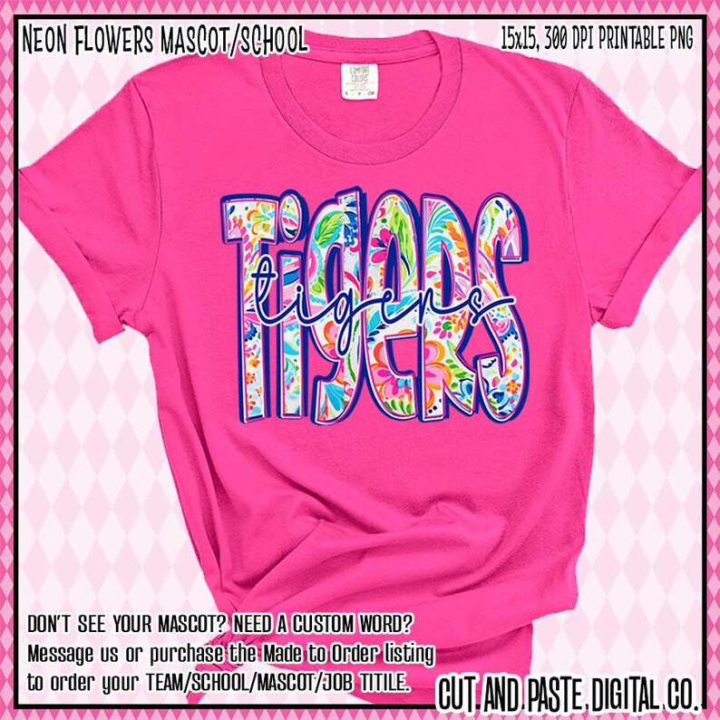 Tigers Neon Flowers PNG: School Spirit Design (digital Download) - Etsy