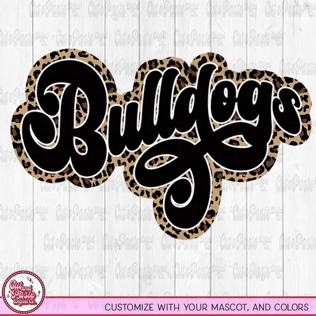 Bulldogs, Leopard Retro Word, Dtf/png/sublimation, Teacher/school ...