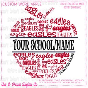 CUSTOM REQUEST, Word Cloud Teacher Apple, School, Digital Design, PNG ...