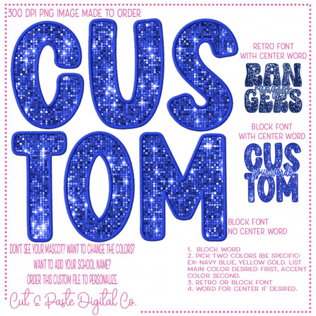 CUSTOM REQUEST, Sequin Block Split Word, Mascot, Teacher, School ...