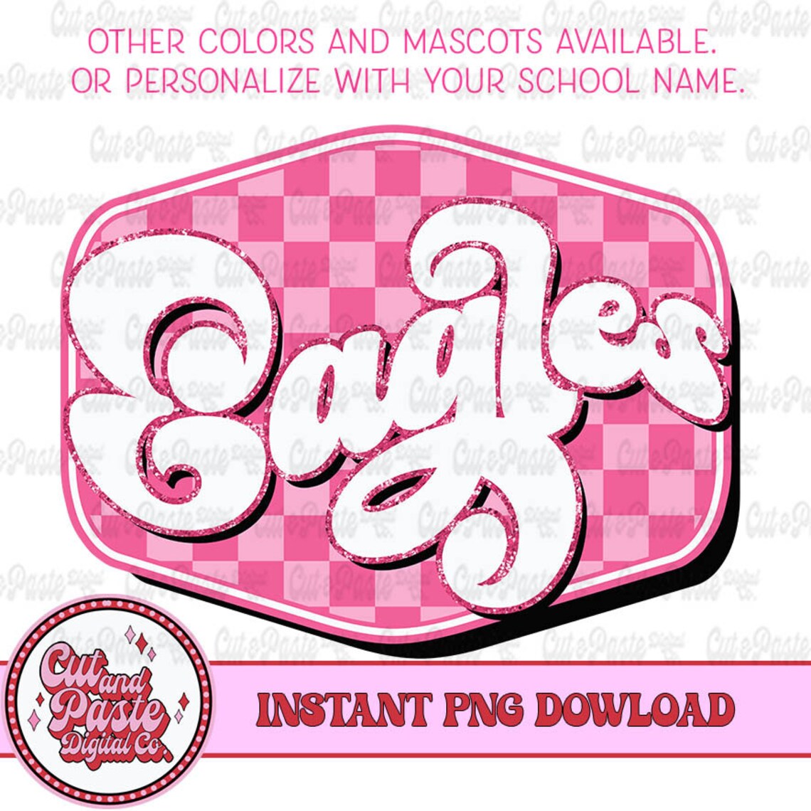 Retro Mascot Checkerboard Sign Tigers Teacher School Mascot Digital ...