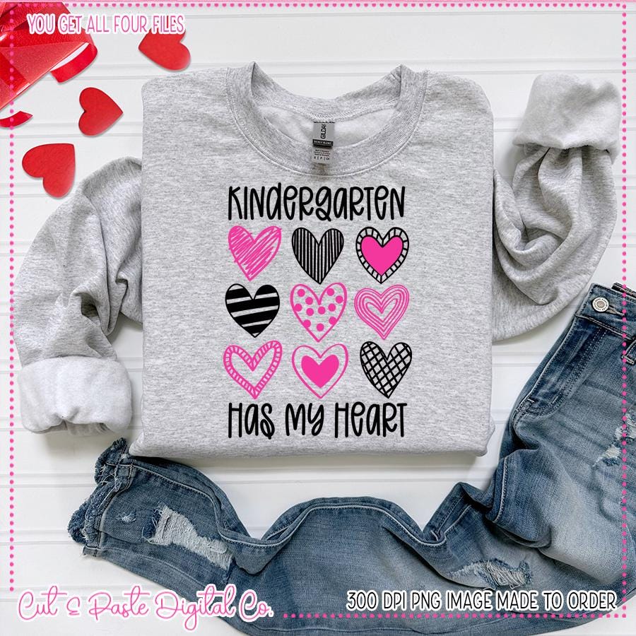 Valentine's Day Teacher PNG - Kindergarten Hearts Design - Etsy