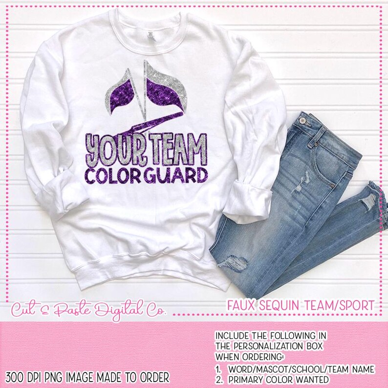 Color Guard Mascot PNG: Custom Faux Sequin Design - Digital Download - Etsy