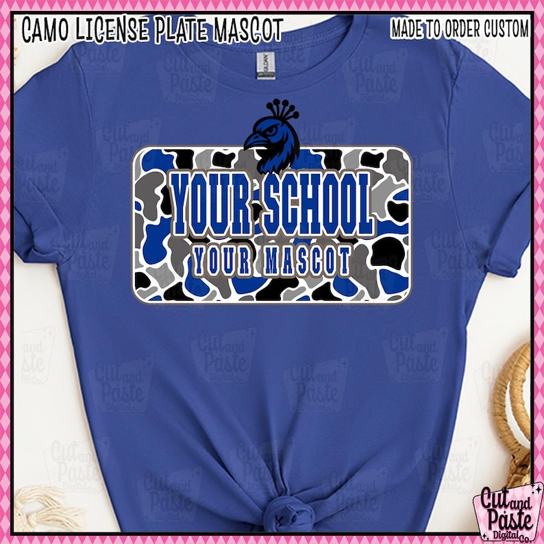 Custom Camo License Plate Mascot PNG: Your School/team/name/colors - Etsy