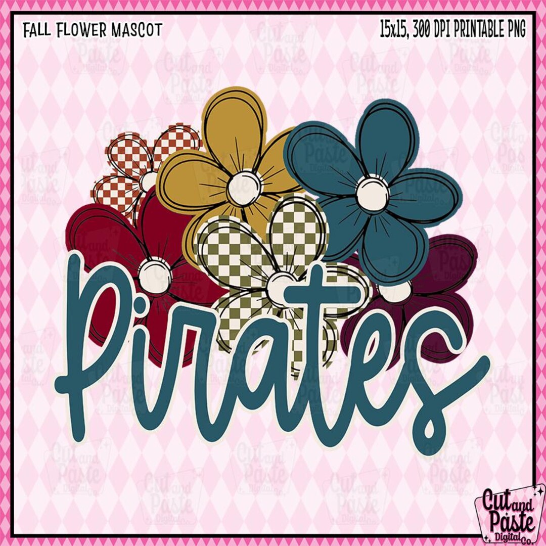 Pirates Fall Flowers Mascot PNG: School Spirit Autumn Design - Etsy