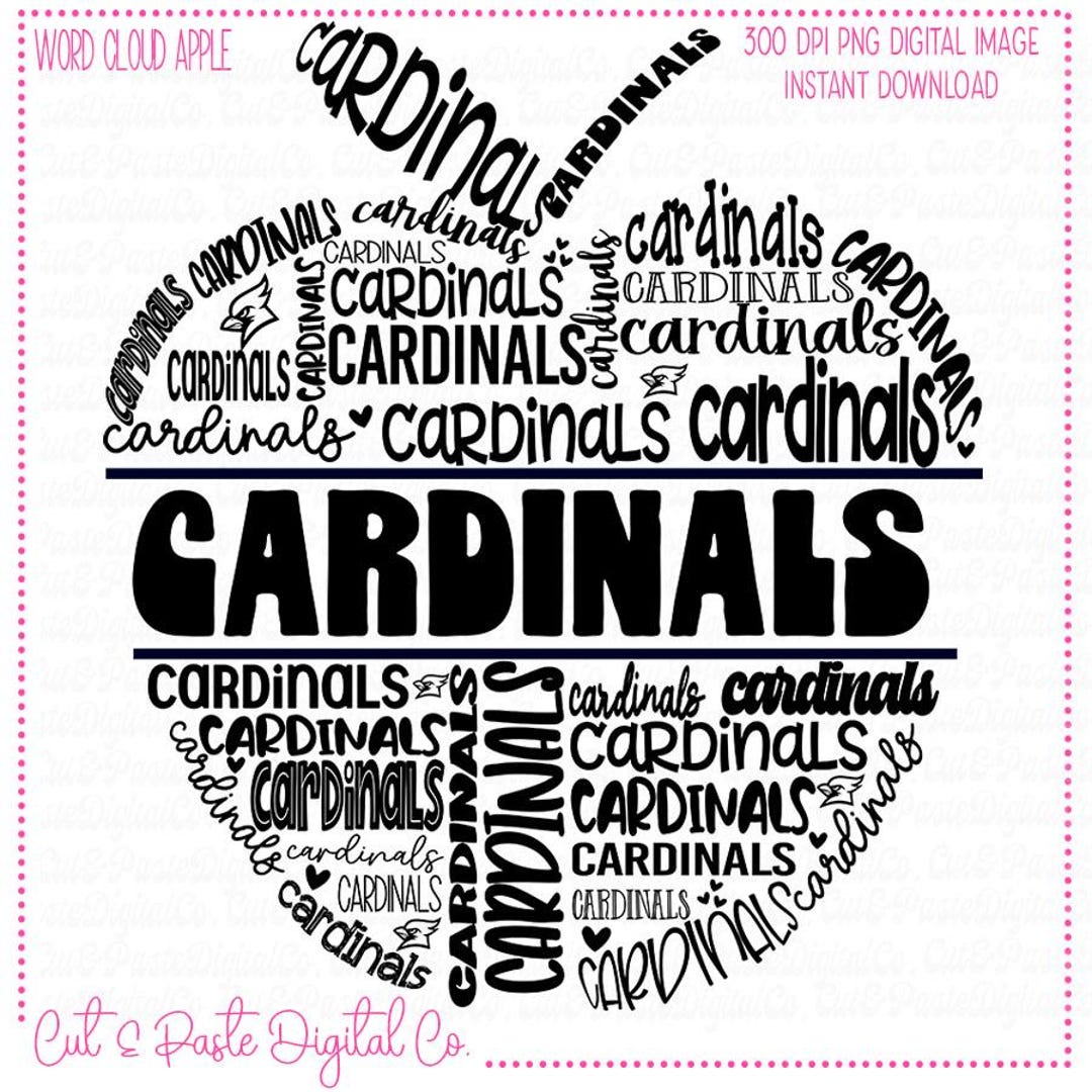 Cardinals Word Cloud Apple - Teacher PNG Design (digital Download) - Etsy