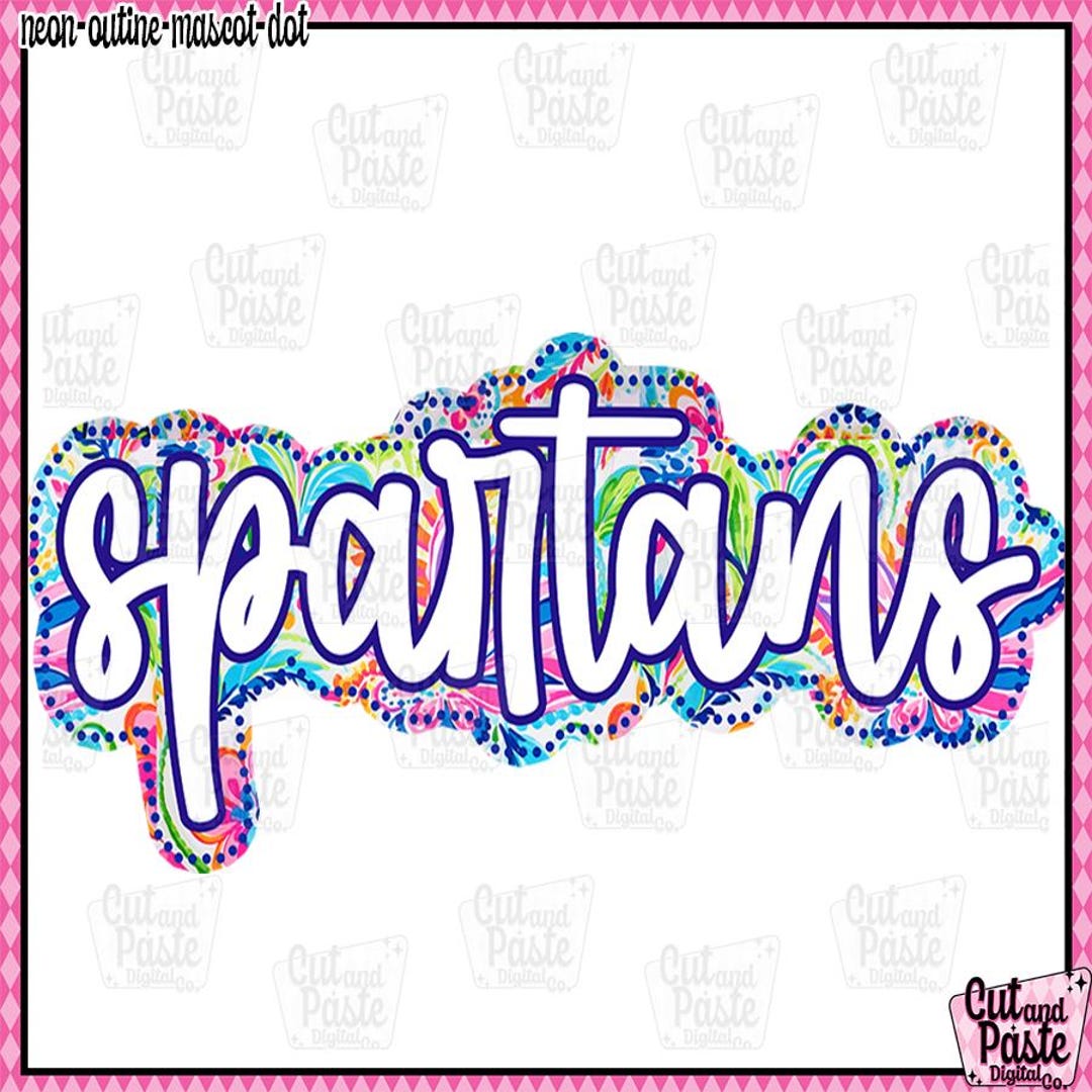 SPARTANS, Neon Outline Mascot Dot, School Spirit Design, Teacher/school ...