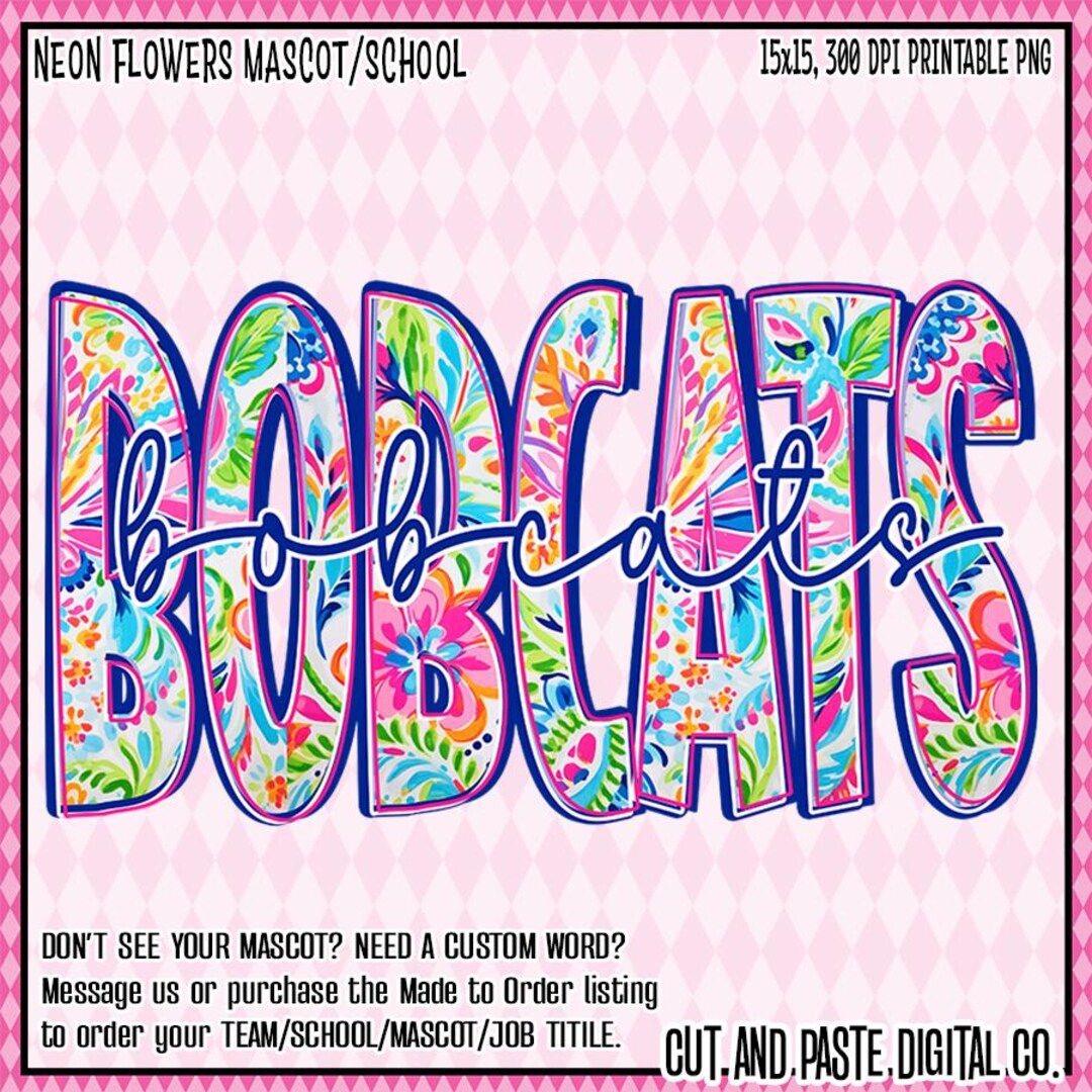 Bobcats Neon Flower Mascot Design - Digital Download PNG - Etsy