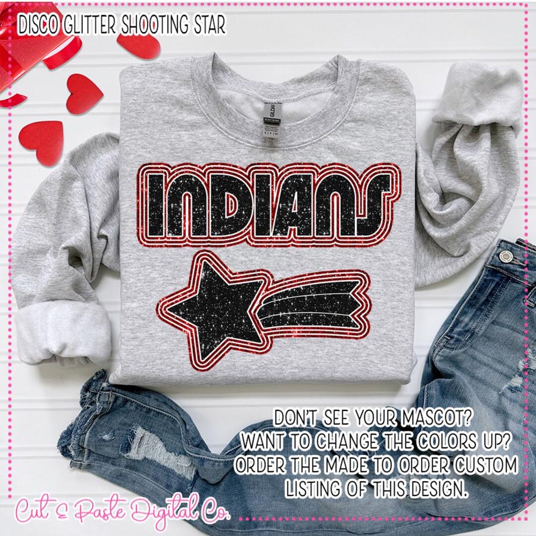 RETRO Shooting Star INDIANS Mascot PNG: Faux Glitter Style (digital ...