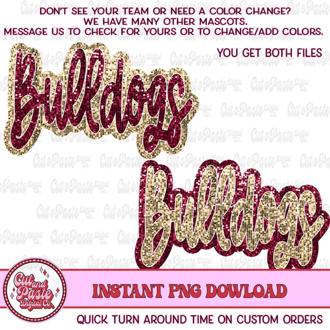 Bulldogs Mascot PNG File: Faux Sequin Script, Digital Download - Etsy