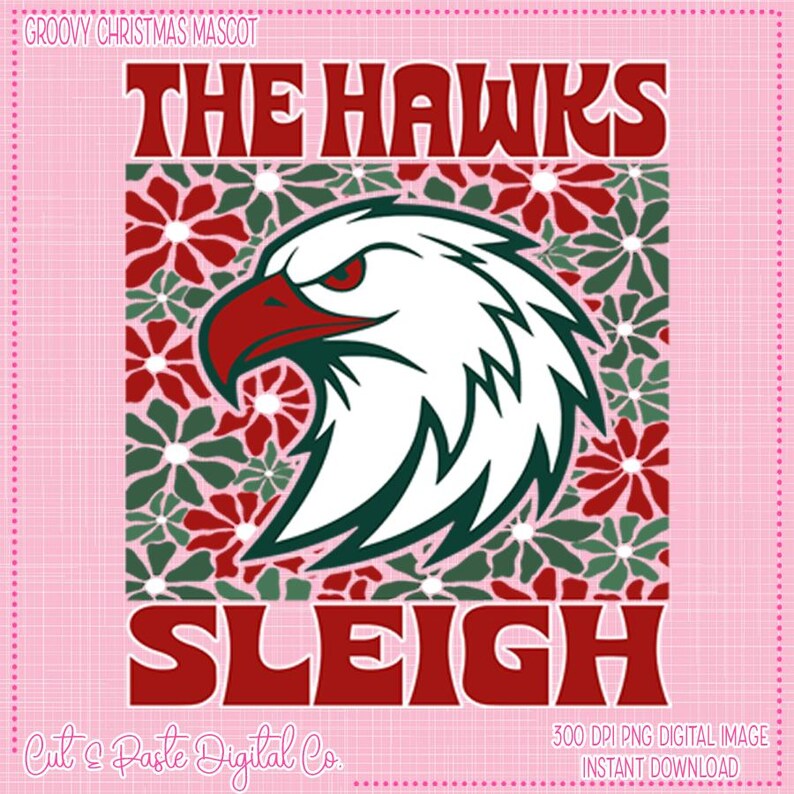 Santa Loves Hawks Christmas PNG - School Mascot Holiday Design - Etsy