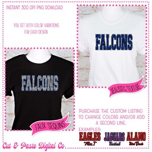 Mascot Digital Design: Falcons Varsity Letters - Glitter & Sequins - Etsy