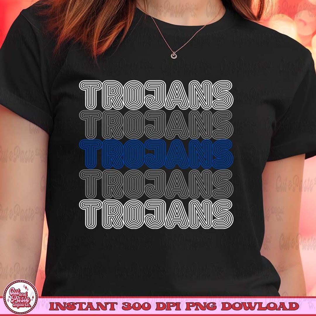 TROJANS, Retro, Disco, Neon, School, Digital Design PNG, Printable ...