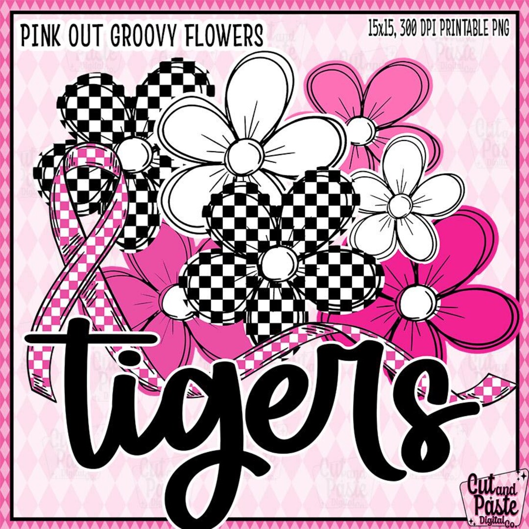 TIGERS Pink Out, Cancer Awareness PNG: School Spirit Design (digital ...