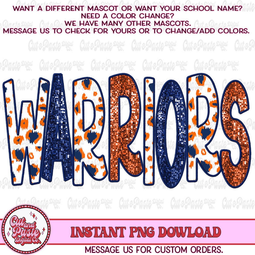 WARRIORS Glitter Mascot Bounce, School/teacher/sports Team Digital Design, Png/sublimation/dtf ...