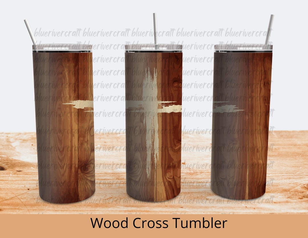 Christian Tumbler, Wood Cross Tumbler, Sublimation 20 Oz Skinny Tumbler ...