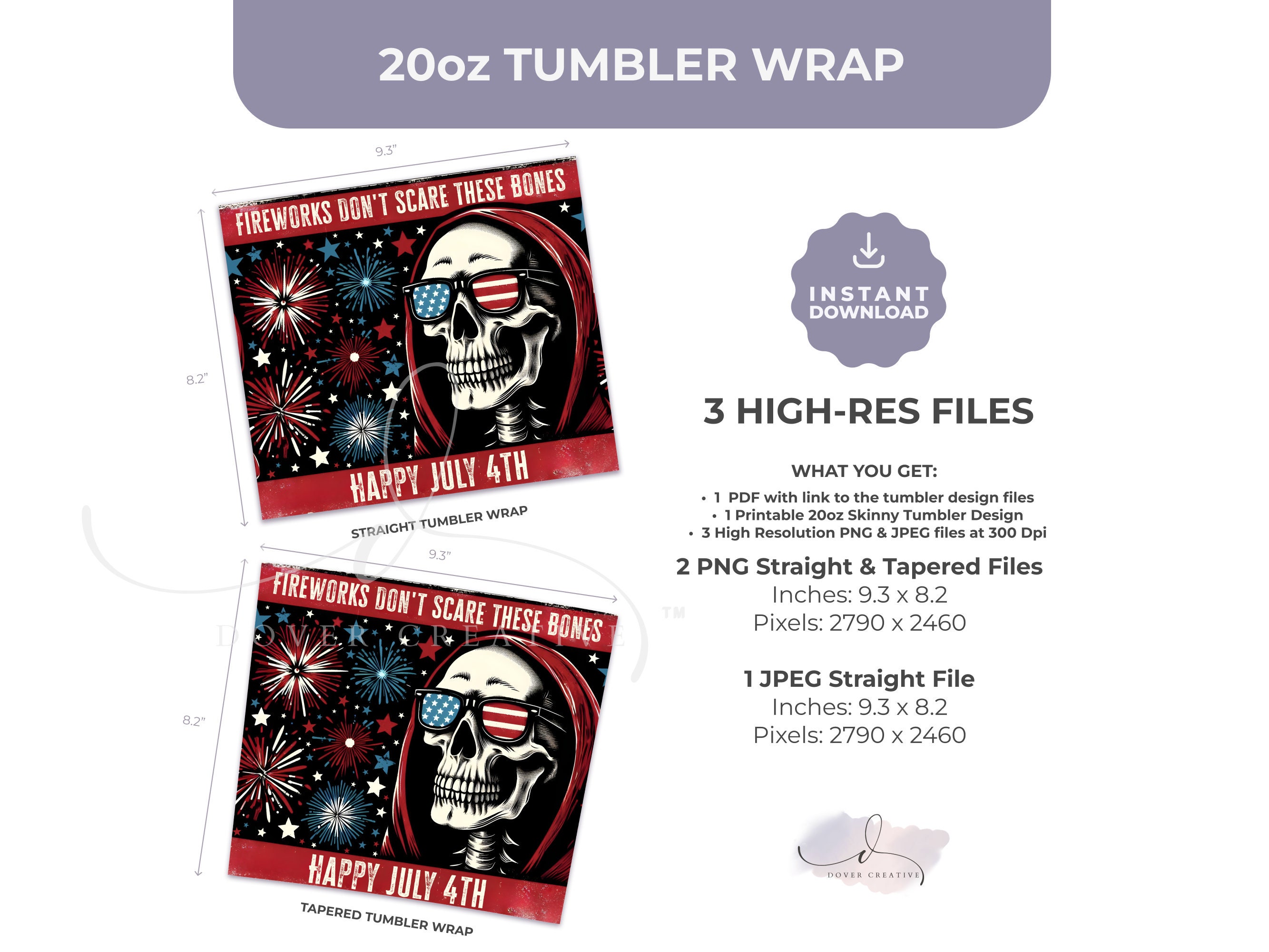 Skeleton 20oz Skinny Tumbler Wrap Png, 4th of July Fireworks Tumbler ...