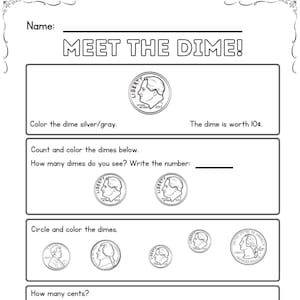 US Coin Math Worksheets: Penny, Nickel, Dime, Quarter Activities ...