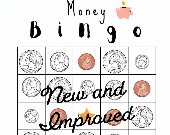 Money Bingo Printable Game | Coin Recognition Worksheets K-3 | Penny Nickel Dime Quarter Dollar ...