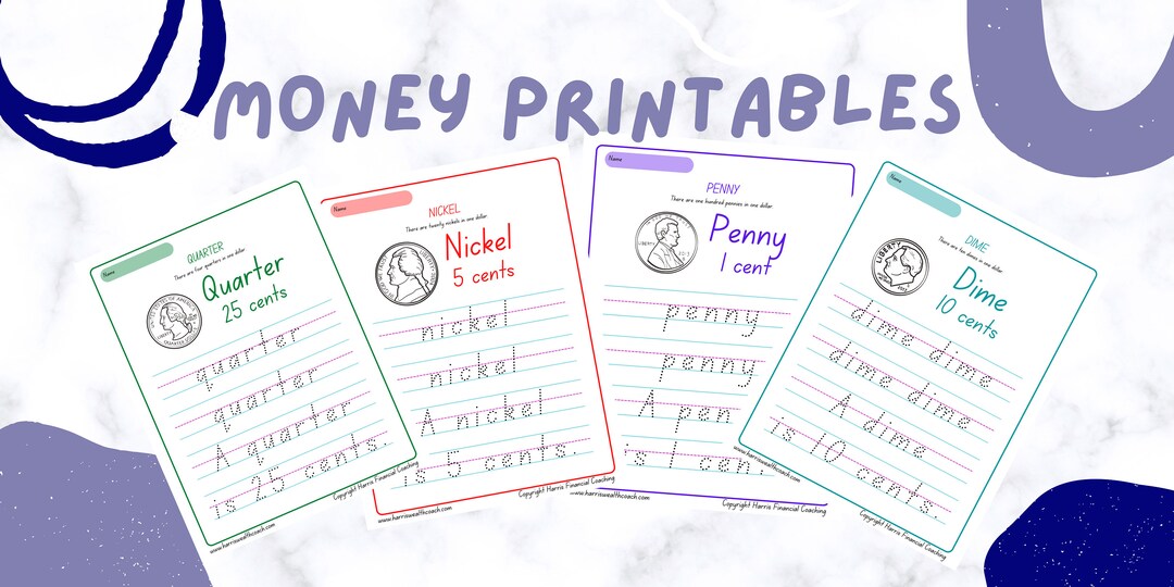 4 Traceable & Printable Money Worksheets for Preschool to 1st Grade - Etsy