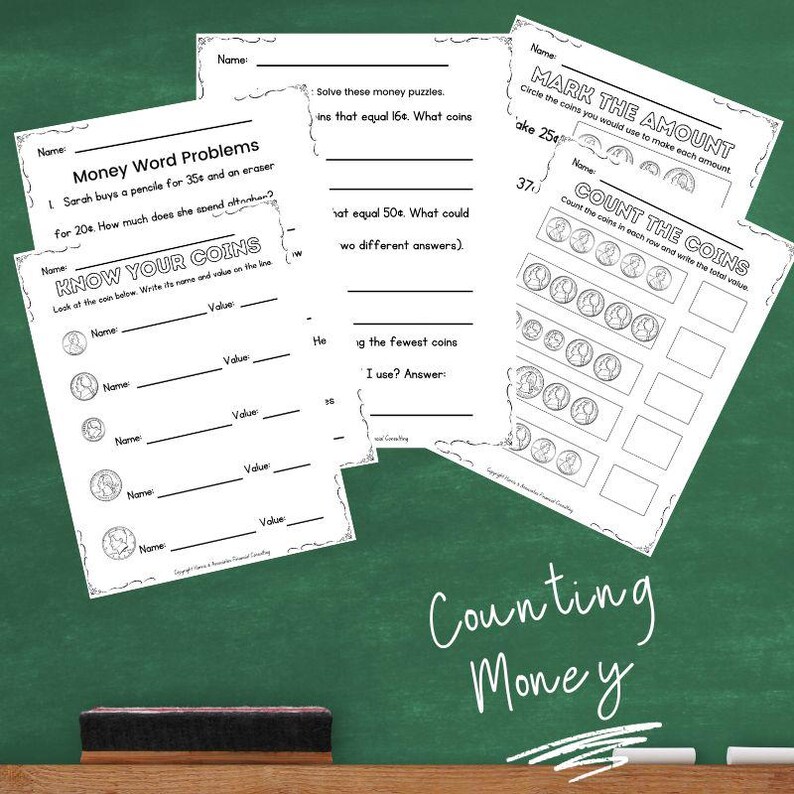 Coin Identification Worksheets: Kindergarten - 1st Grade Math ...