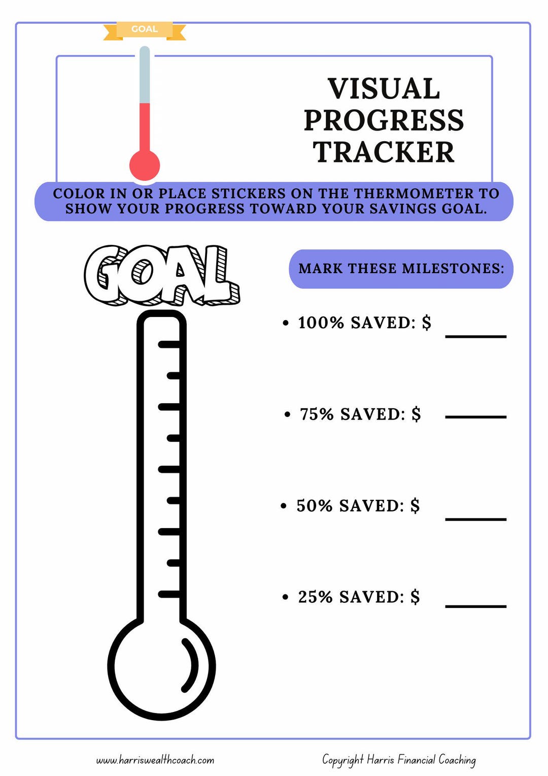 Kids Money Saving Goal Tracker | Printable Savings Chart | Financial ...