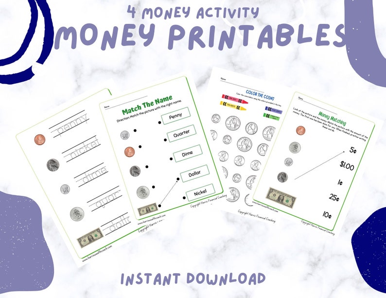 Money Skills Worksheets: Coin Activities for Kids (digital Download) - Etsy