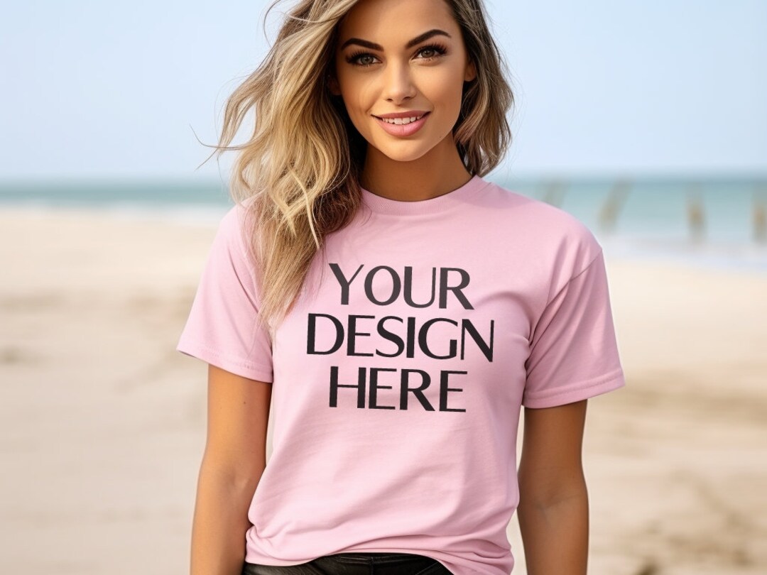 Pink Bella Canvas 3001 Mockup| BC 3001 Pink T Shirt Mockup | Pink ...