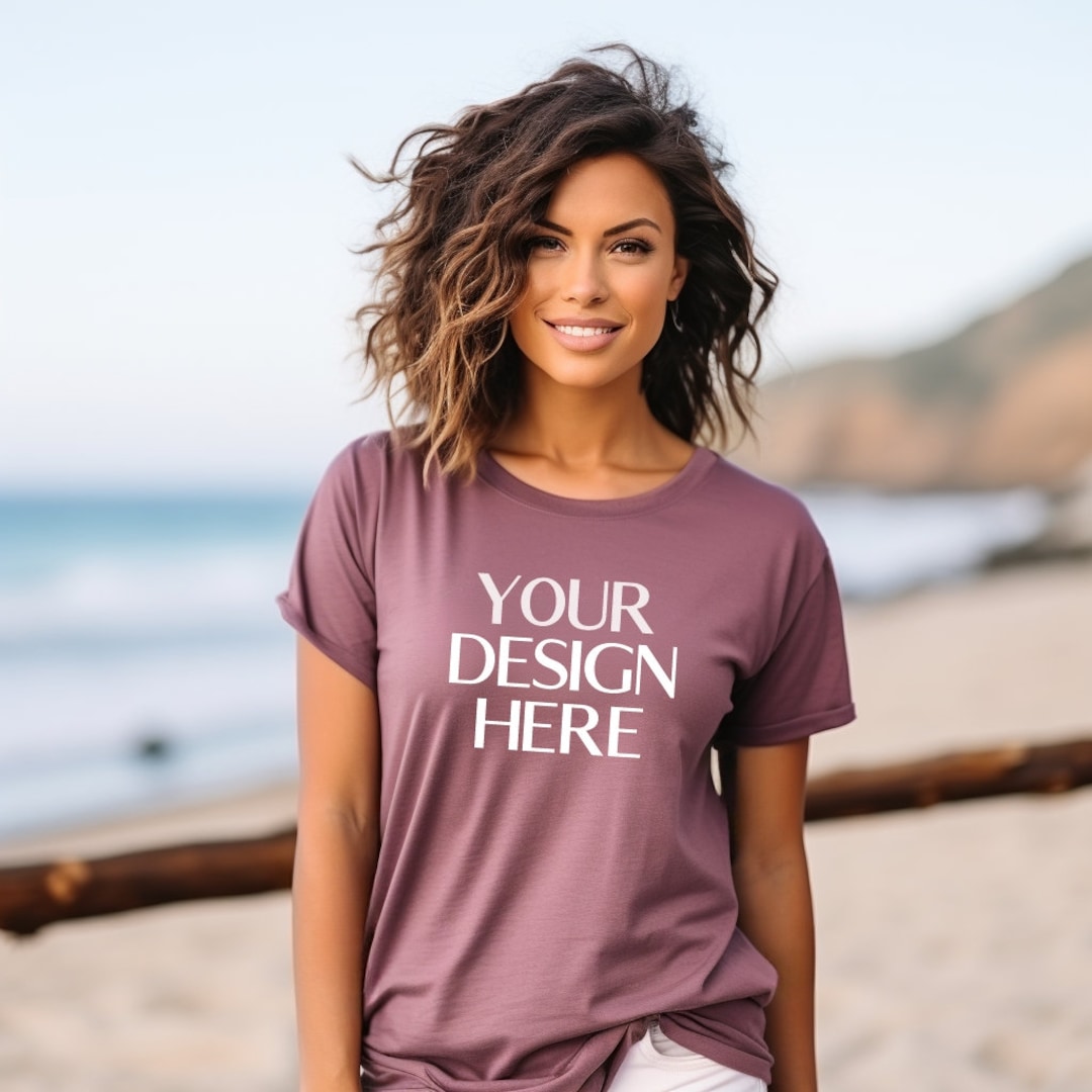 Heather Mauve Bella Canvas 3001 Mockup BC 3001 Heather Mauve T Shirt ...