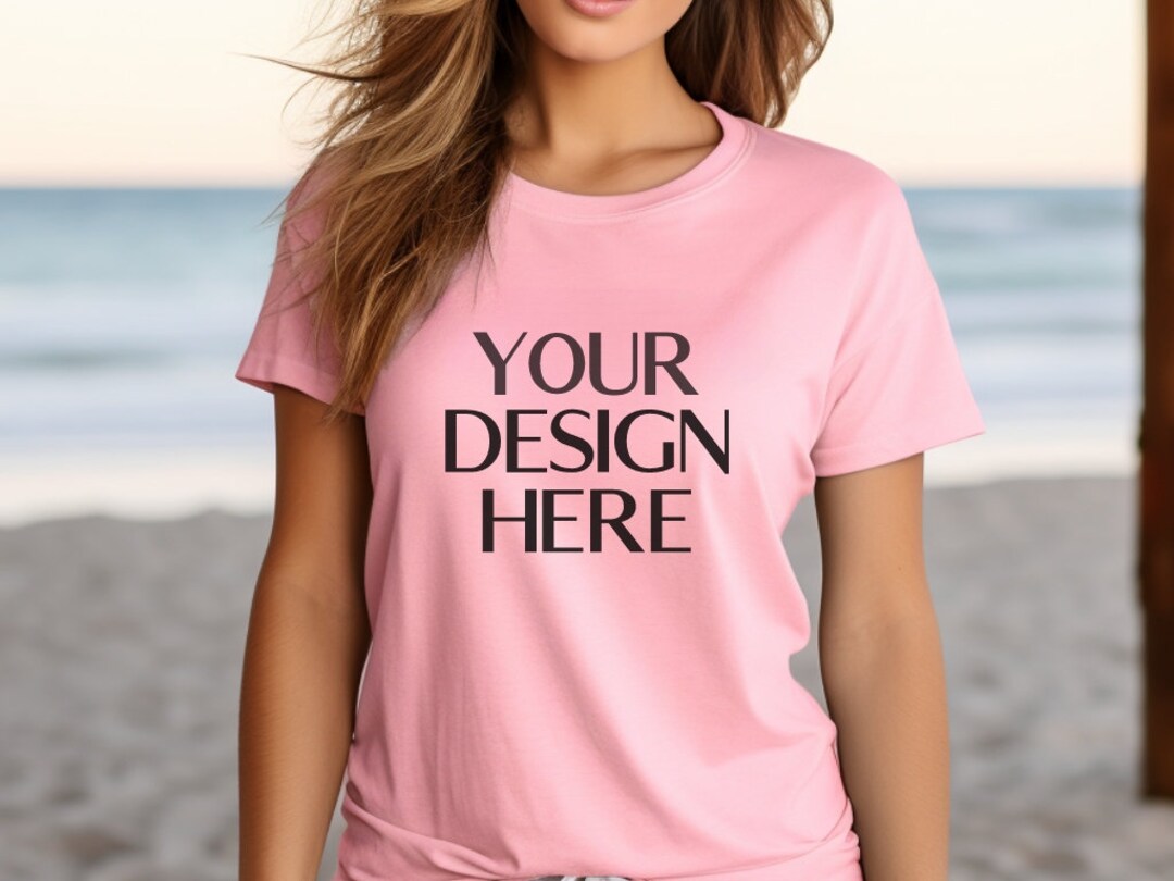 Pink Bella Canvas 3001 Mockup BC 3001 Pink T Shirt Mockup Pink Mockup ...