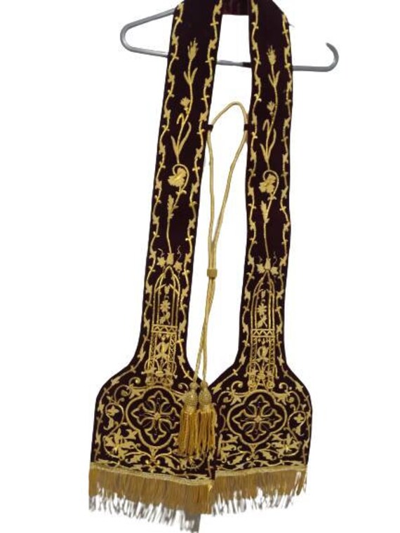 Church Vestments Catholic Stole Vatican With Burgundy Fabric - Etsy