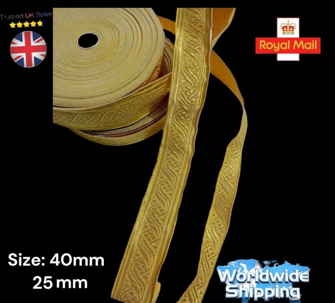 Gold Military Mylar Braid *40mm" 25MM Size* Borders Making Military ...
