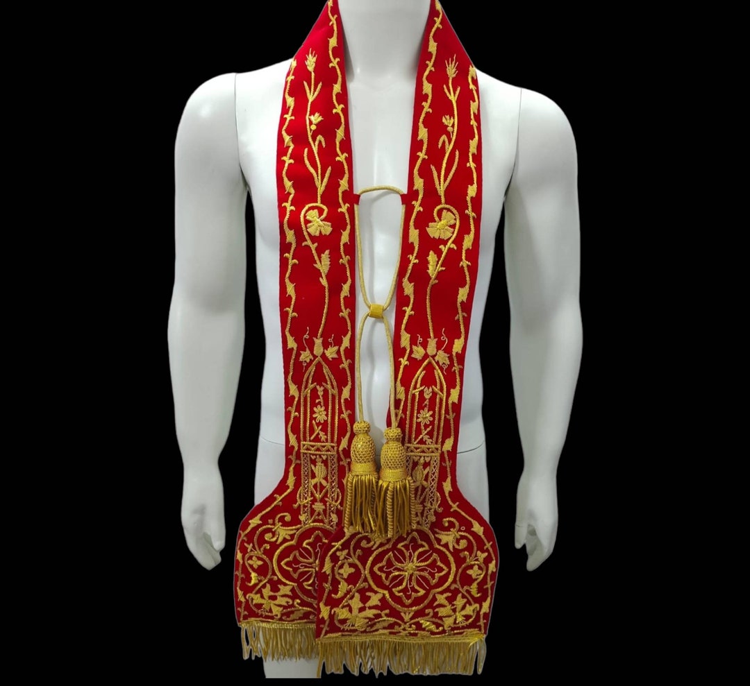 Church Vestments Catholic Stole Vatican With Burgundy Fabric Handmade ...