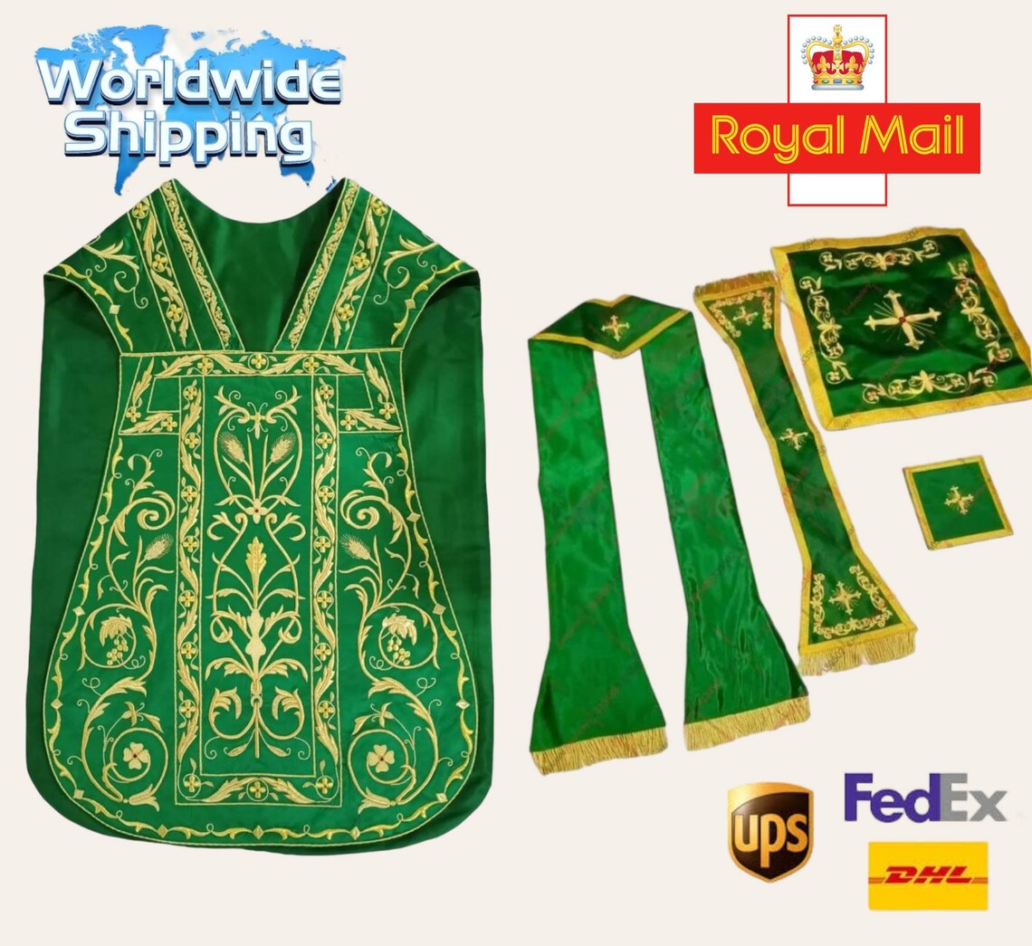 Roman Fiddleback Catholic Chasuble Low Mass With Green Silk - Etsy
