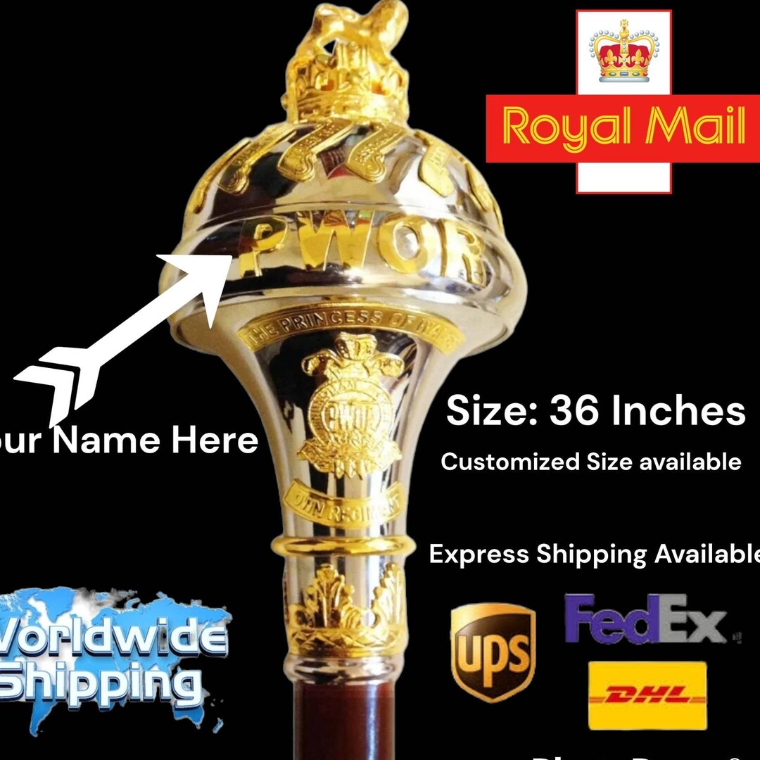 Custom Made Drum Major Mace Stave Ceremonial Mace With Battle Honors ...