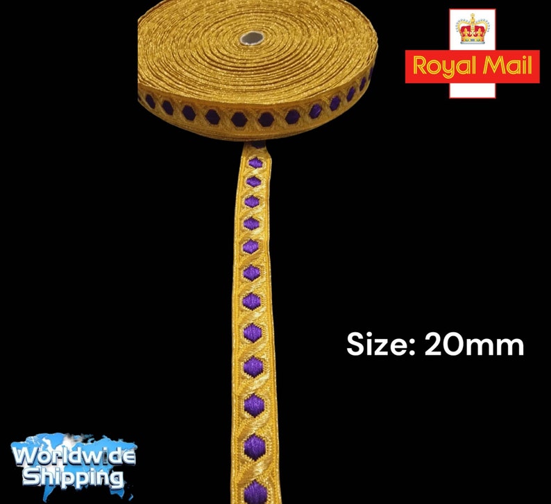 Mylar Braid Trim Gold With Diamond Shape Colour ''size ''20mm" for Army ...