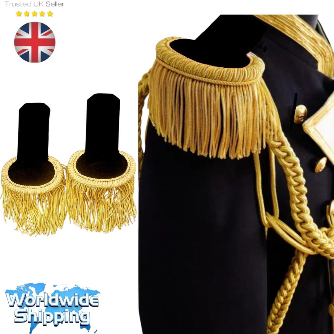 Reenactment for Military Shoulder Epaulettes Black Velvet With Bullion ...