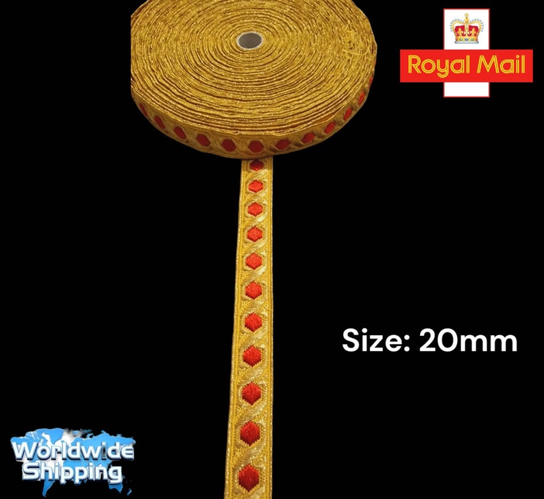 Mylar Braid Trim Gold With Diamond Shape Colour ''size ''20mm" for Army ...