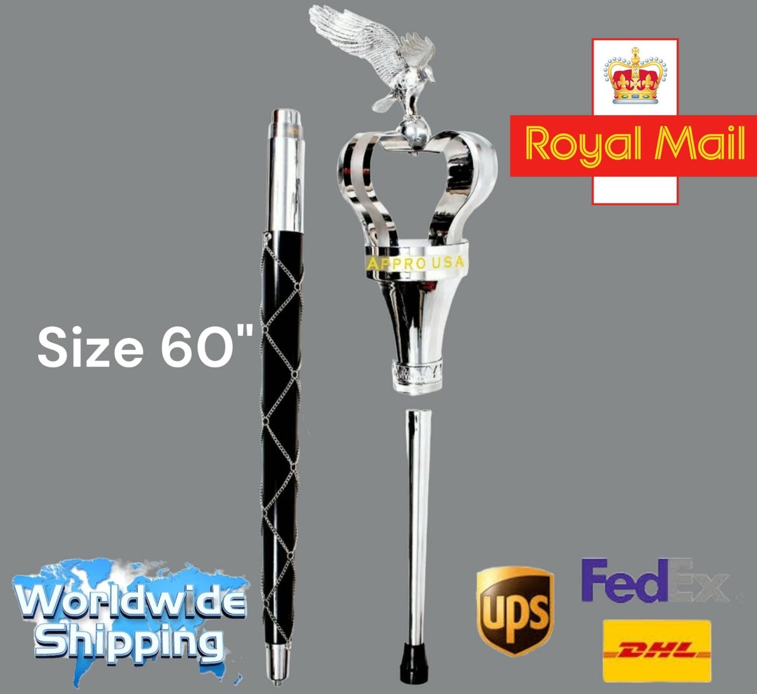 Big Crown Mace Chrome Plated Black Shaft With Big Size Eagle & Lion, 3 ...
