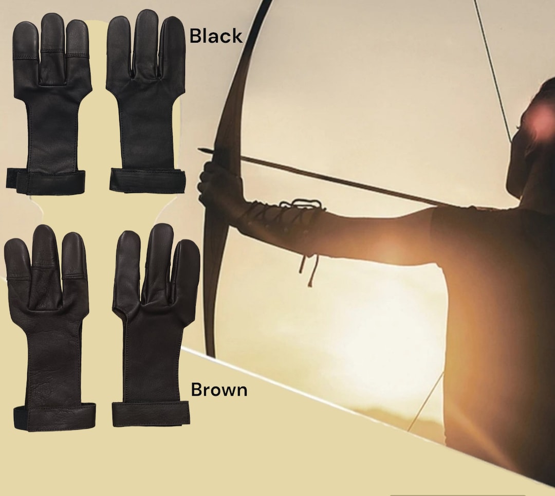 Traditional Archery Gloves 3 Fingers 100% Leather Archery Guard Hand ...