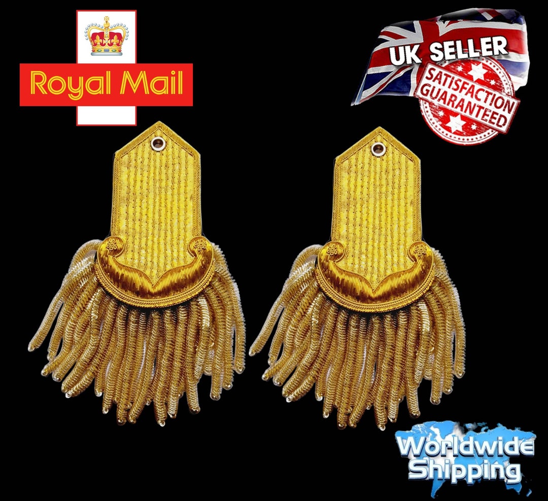 Gold Bullion Shoulder Epaulette Hand Embroidered Gold Bullion Wire ...