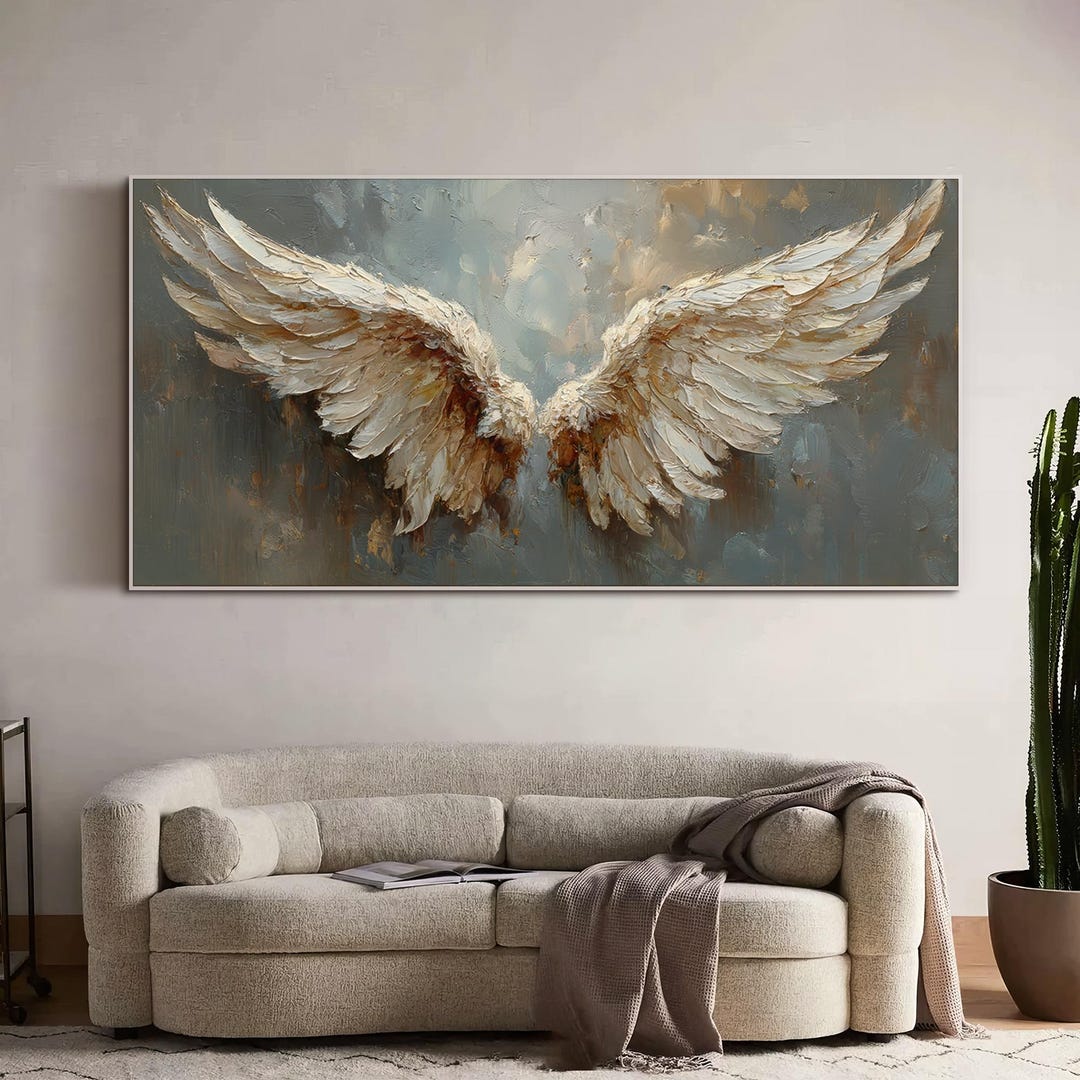 Original Angel Wings Oil Painting Textured Impasto Wall Art Large ...