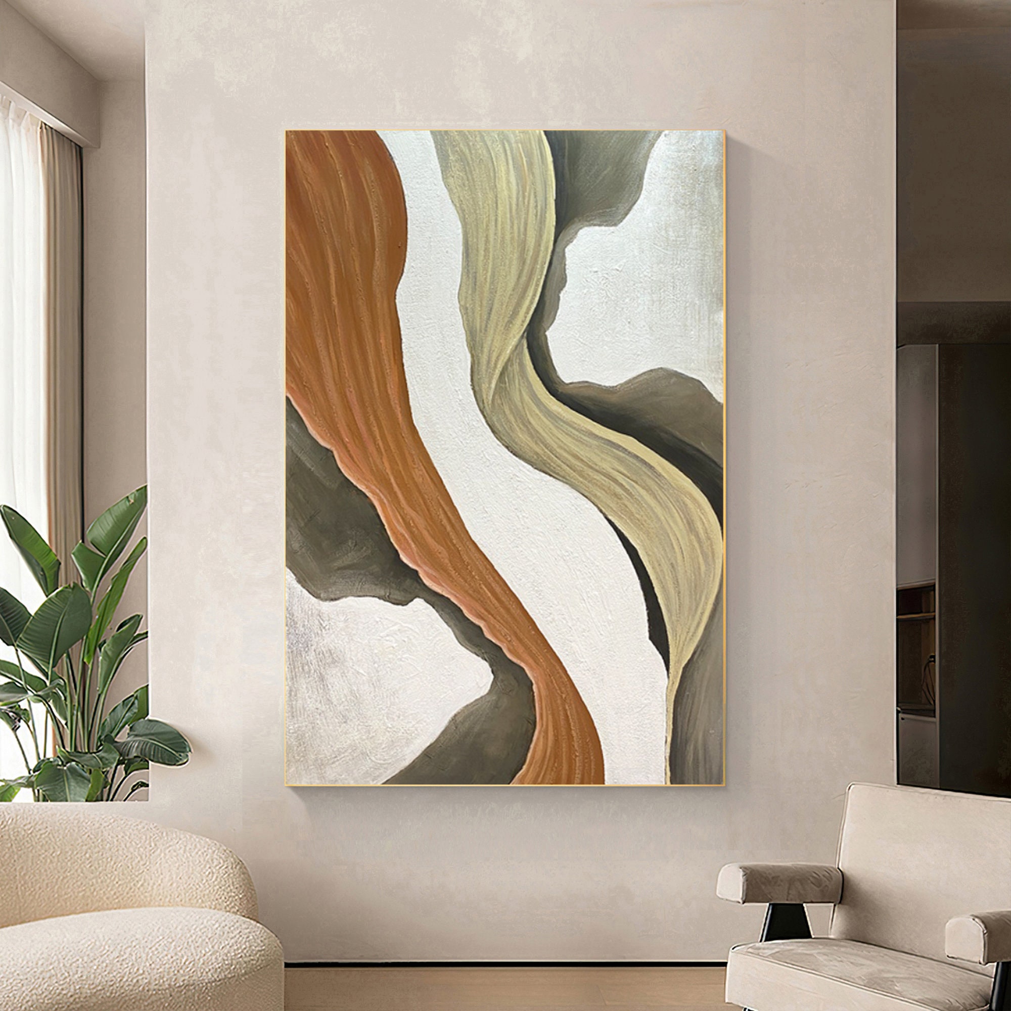 Painting on Canvas Large Abstract Painting Earth Tone Wall Art - Etsy