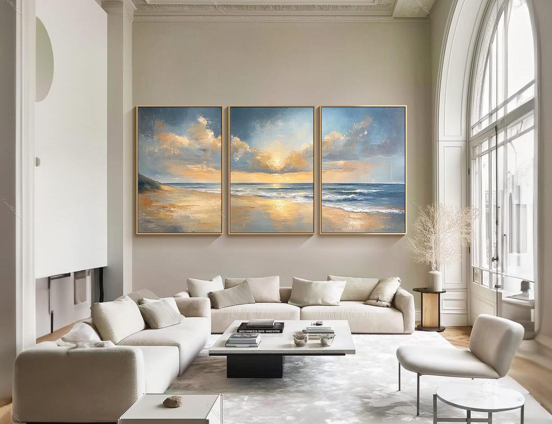 Original Triptych Oil Painting Handmade Three-panel Canvas Wall Art ...