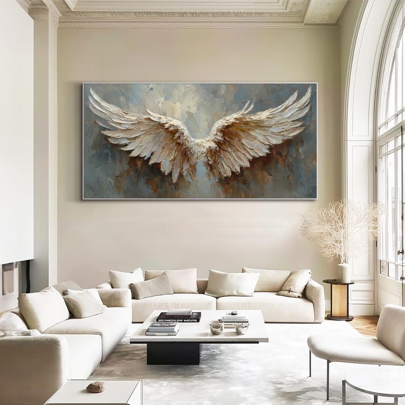 Angel Wings Wall Art Large Textured Wall Decor Abstract Oil Painting ...