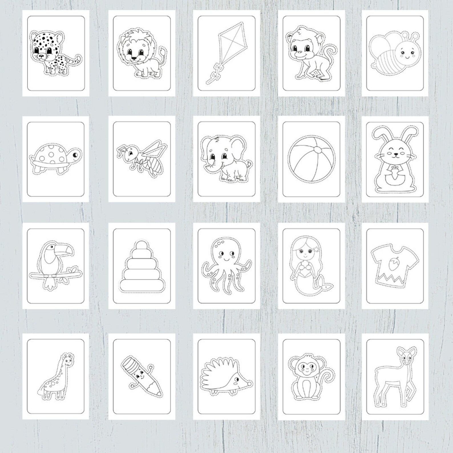 Printable Digital Kids Colouring Book, COLOUR & SNIP Book 2, With ...