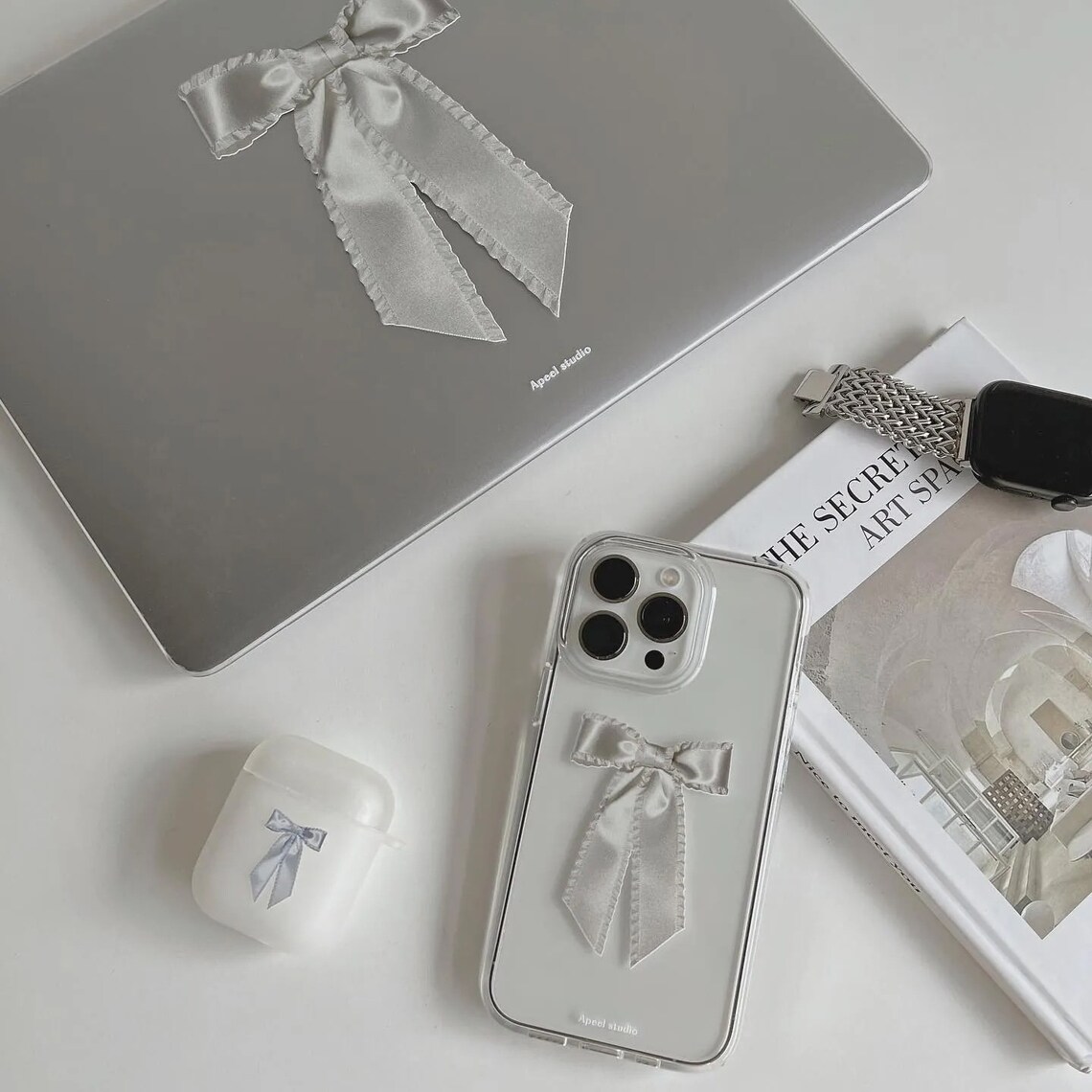 New Year Ribbon Bow MacBook Transparent Full-cover Protective Case ...