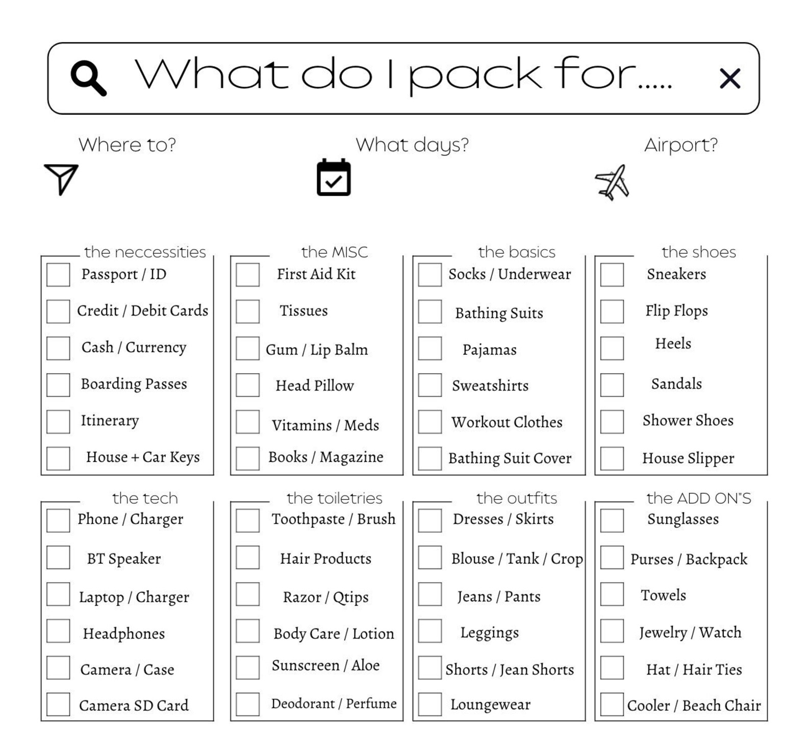 THE Packing List - Etsy