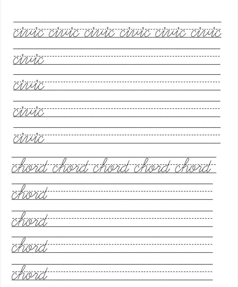 Cursive Writing Workbook 50 Pages of Printable Worksheets for Kids ...