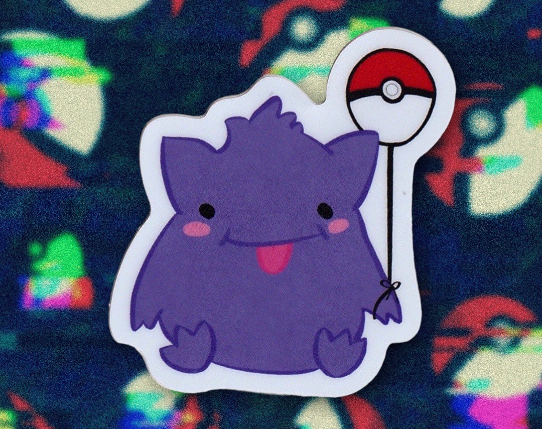 Kawaii Sticker of Gengar With Pokéball Balloon - Etsy